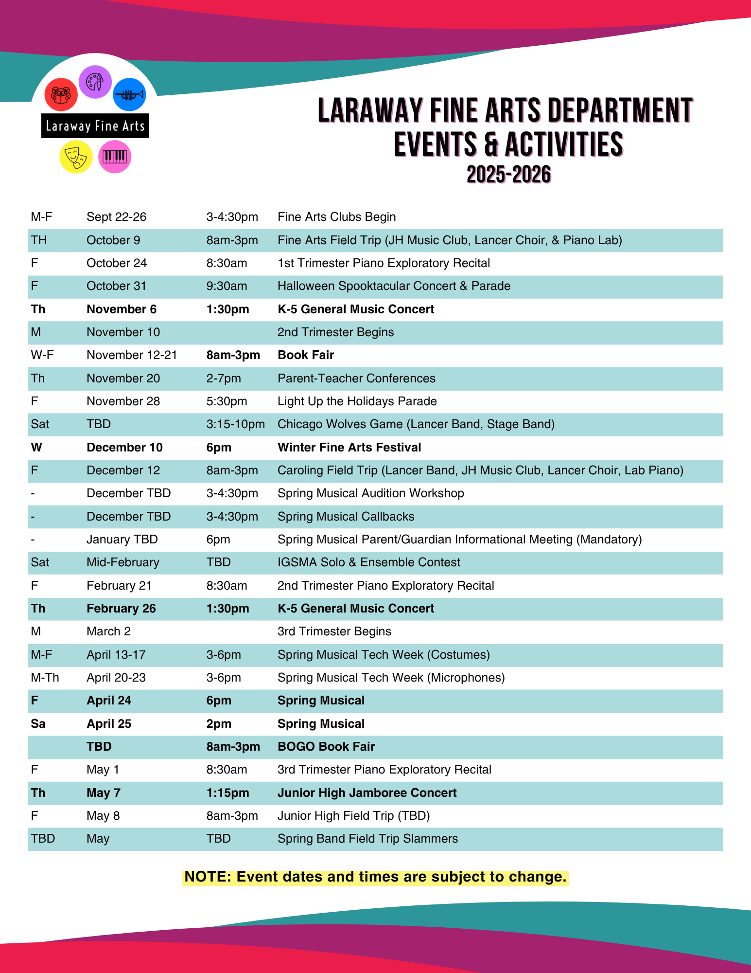 Calendar – Laraway Fine Arts